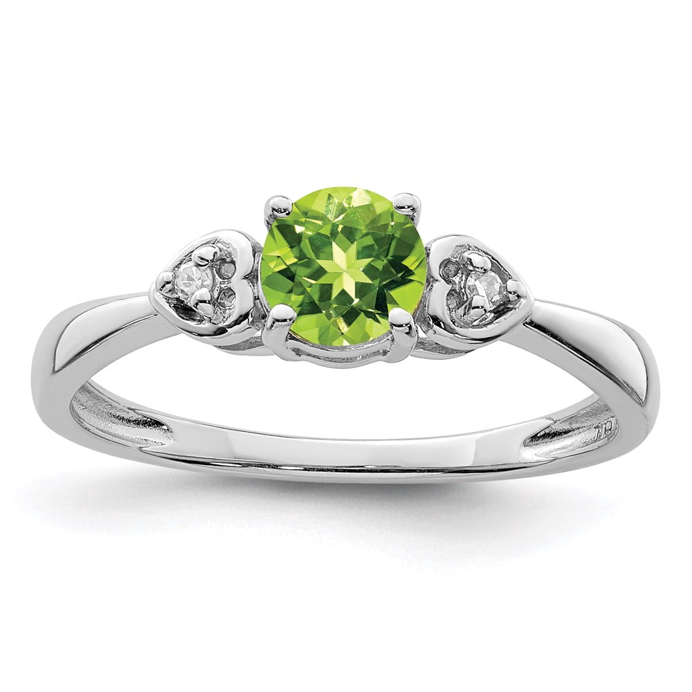 925 Sterling Silver Diamond and Peridot Round Shape Ring Fine Jewelry ...