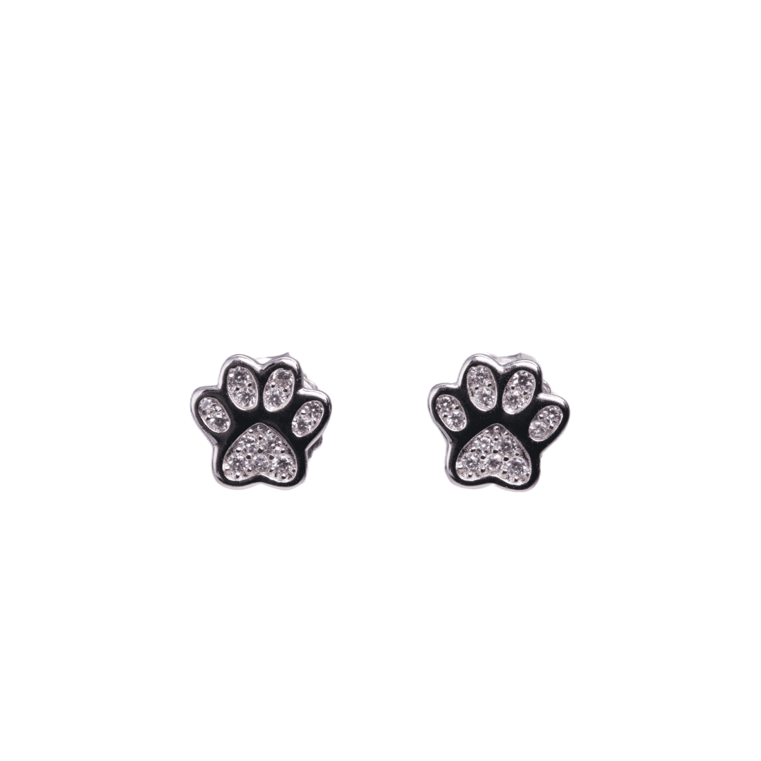 925 Sterling Silver Dog Paw Stud Earrings – Cute Animal CZ Pave Paw ...