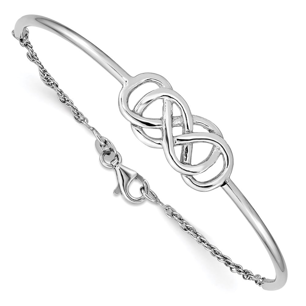 925 Sterling Silver Double Infinity Symbol Bangle Bracelet Fine Jewelry ...