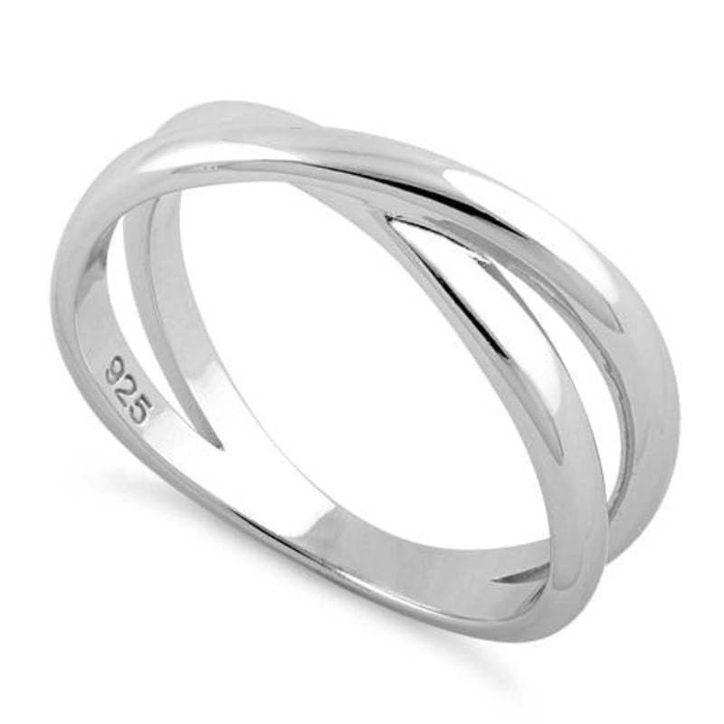 925 Sterling Silver Double Overlapping Criss Cross Ring Graduation Gift_9 - Walmart.com
