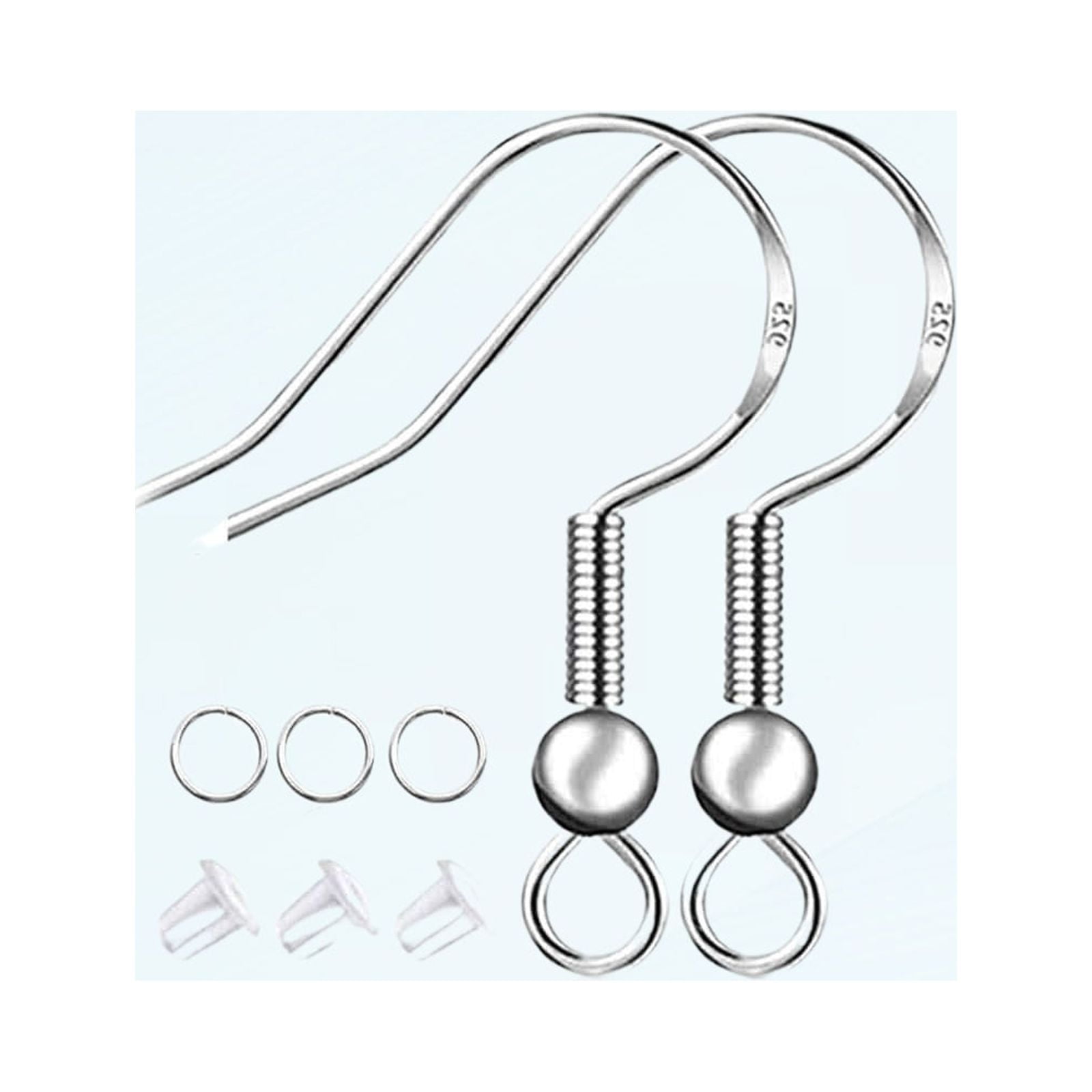 925 Sterling Silver Ear Hooks 150 PCS/75 Pair, Ear Wire Fish Hooks, 500 pcs with Hypoallergenic ...