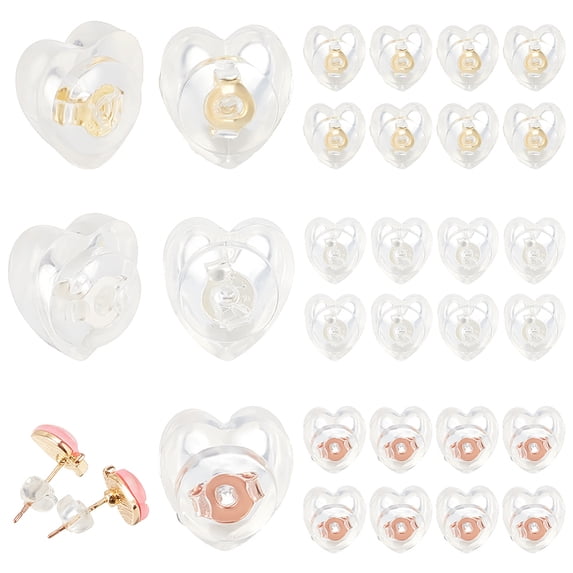 925 Sterling Silver Earring Backs 15 Pairs Heart Earring Backs Rubber ...