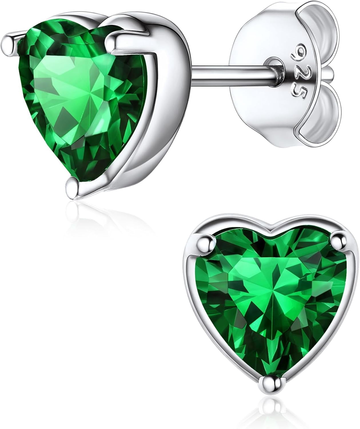 925 Sterling Silver Earrings Sparkling Heart/Round/Princess Cut ...
