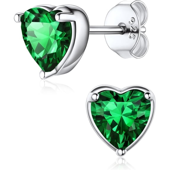 925 Sterling Silver Earrings Sparkling Heart/Round/Princess Cut ...