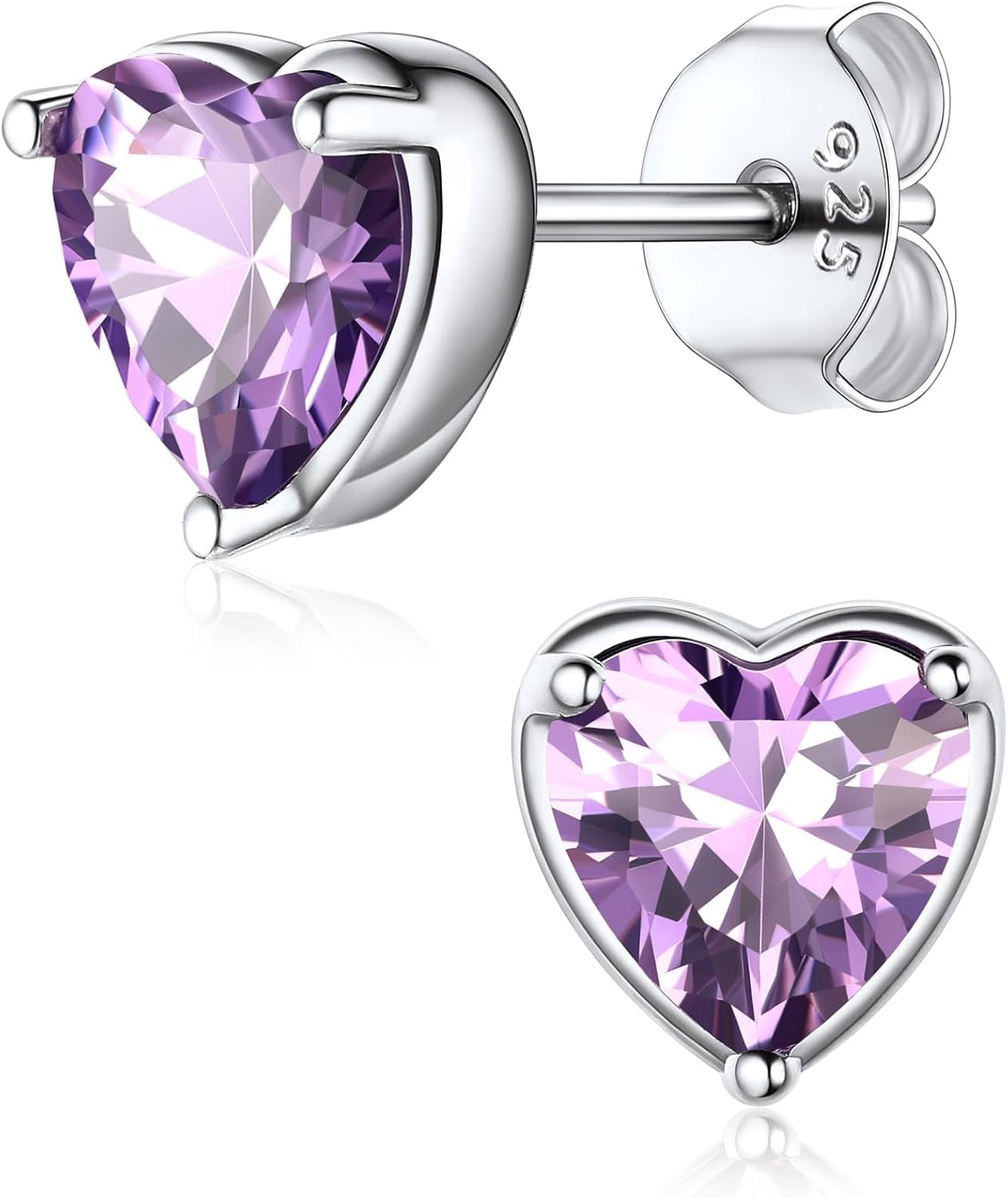 925 Sterling Silver Earrings Sparkling Heart/Round/Princess Cut ...