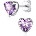 925 Sterling Silver Earrings Sparkling Heart/Round/Princess Cut ...