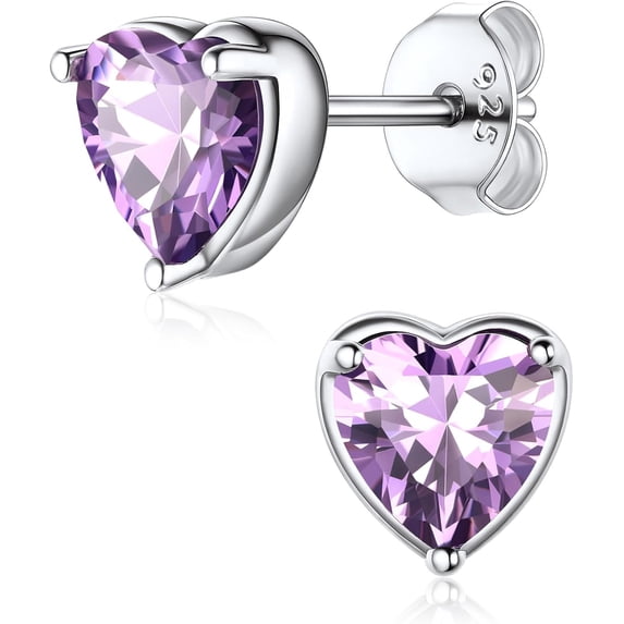 925 Sterling Silver Earrings Sparkling Heart/Round/Princess Cut ...