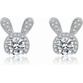 925 Sterling Silver Easter Rabbit Studs Earrings for Women Teens CZ ...