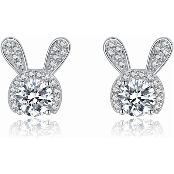 925 Sterling Silver Easter Rabbit Studs Earrings for Women Teens CZ ...