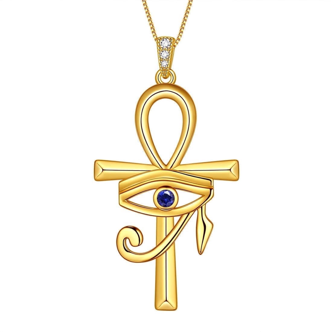 925 Sterling Silver Egyptian Ankh Cross Horus Eye of Ra Pendant ...
