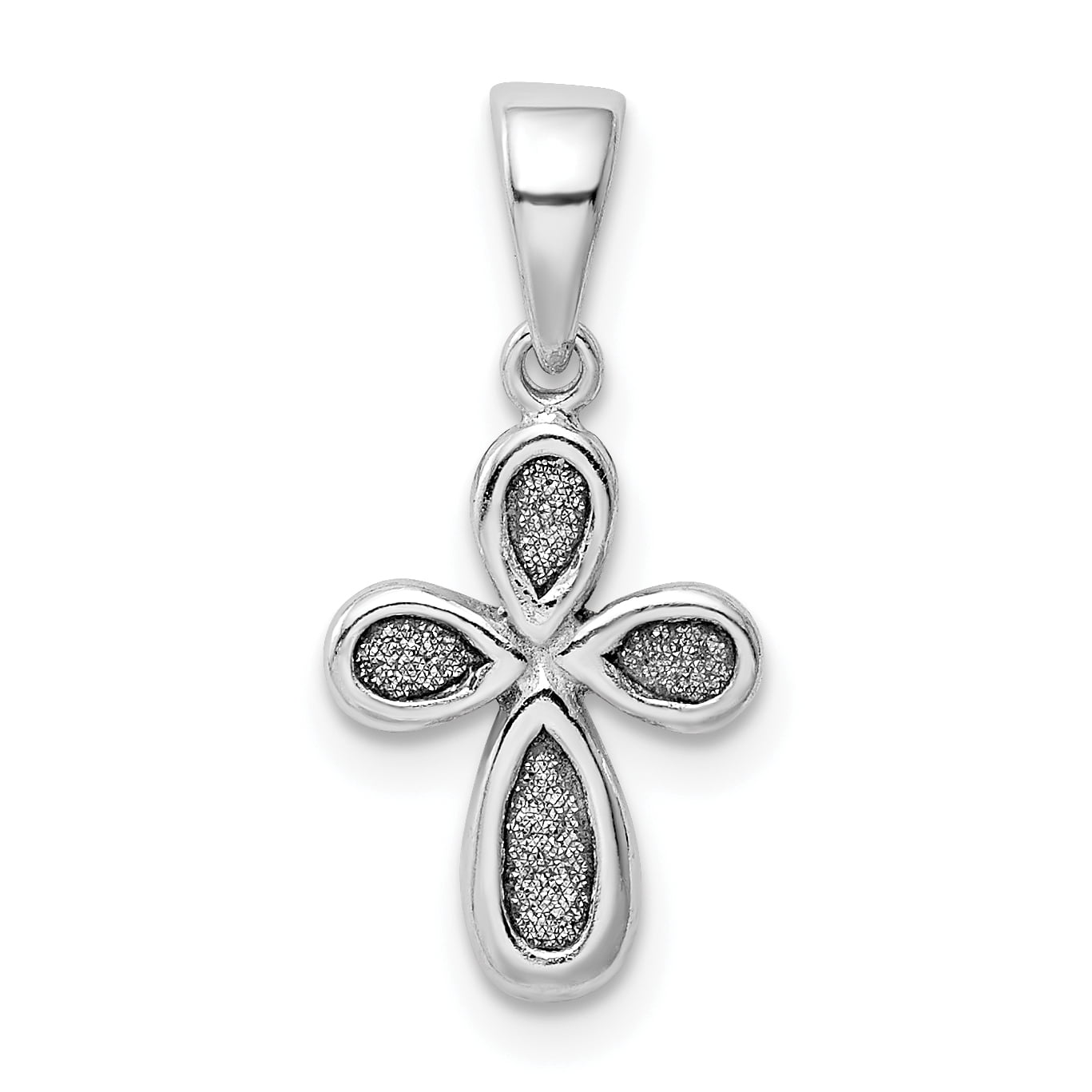 925 Sterling Silver Enamel Glitter Fabric Cross Religious Pendant Charm ...