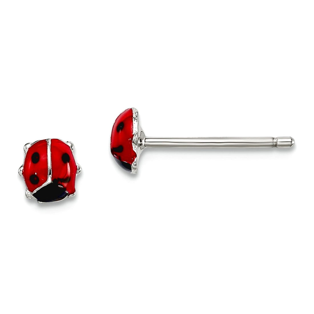 925 Sterling Silver Enameled Lady Bug Post Earrings 4.68mm long Stud ...