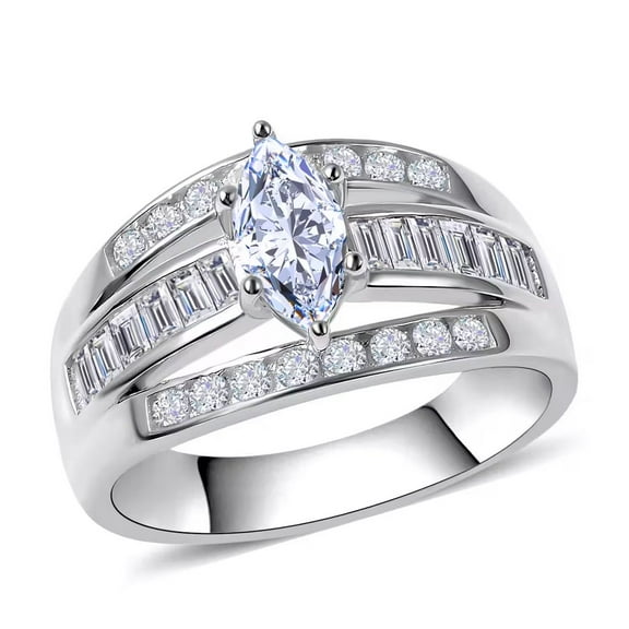 Diamond2Deal 925 Sterling Silver Rhodium-plated Lab Cr Corundum & Cubic ...