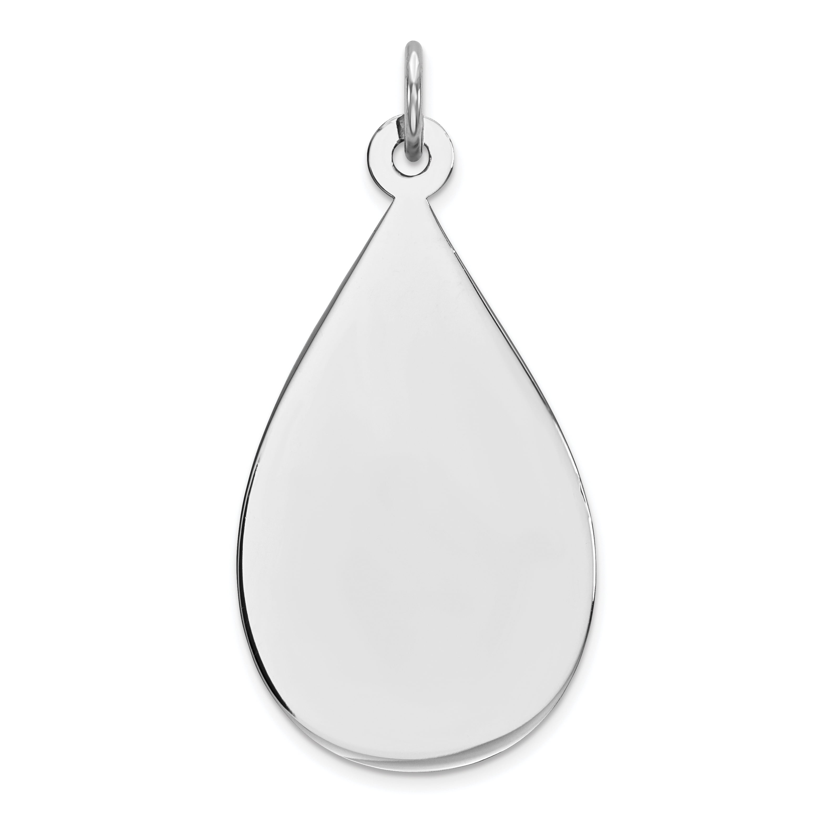 925 Sterling Silver Engraveable Teardrop Front Back Disc Charm Necklace ...