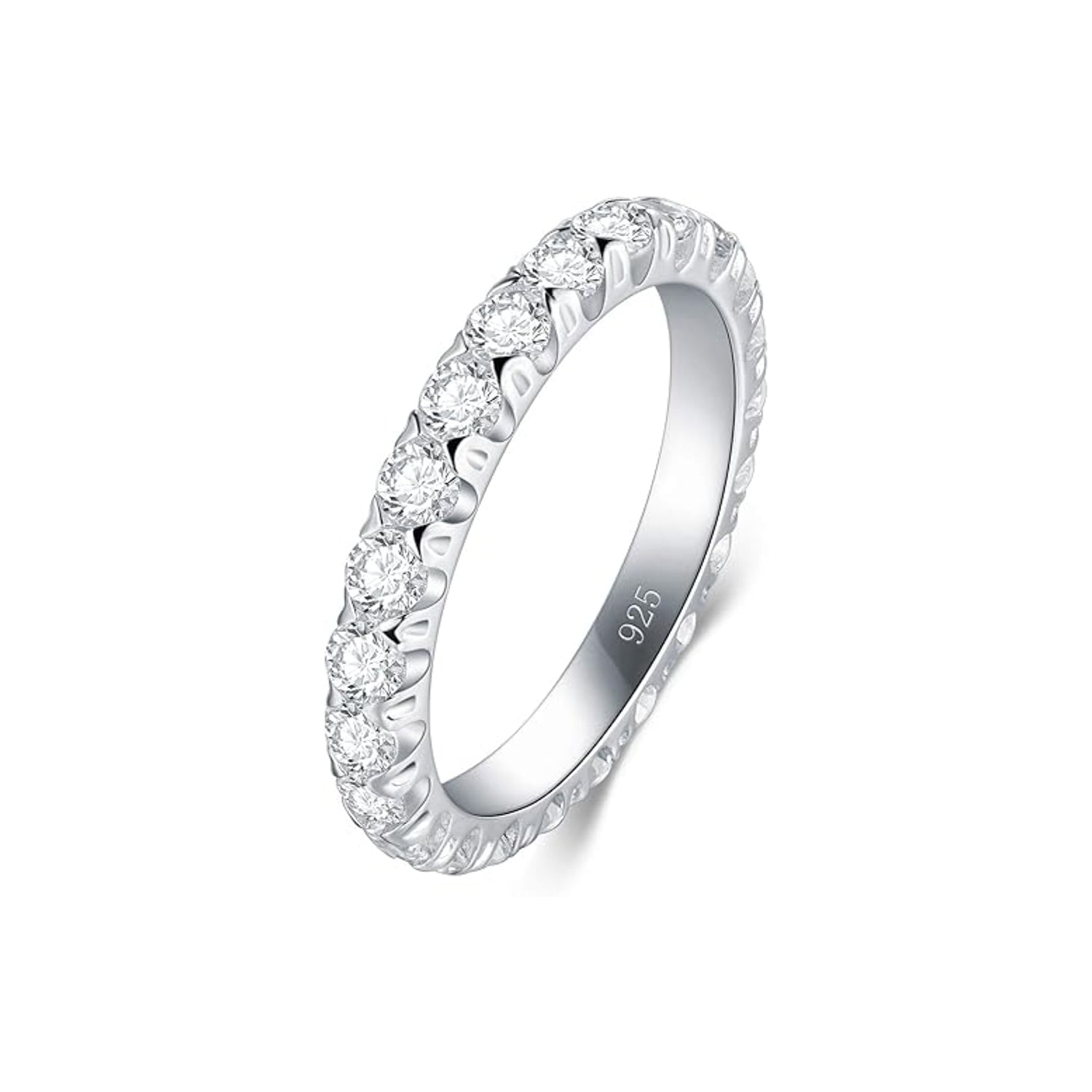 925 Sterling Silver Eternity Band White Cz Gemstone Women’s Wedding or ...