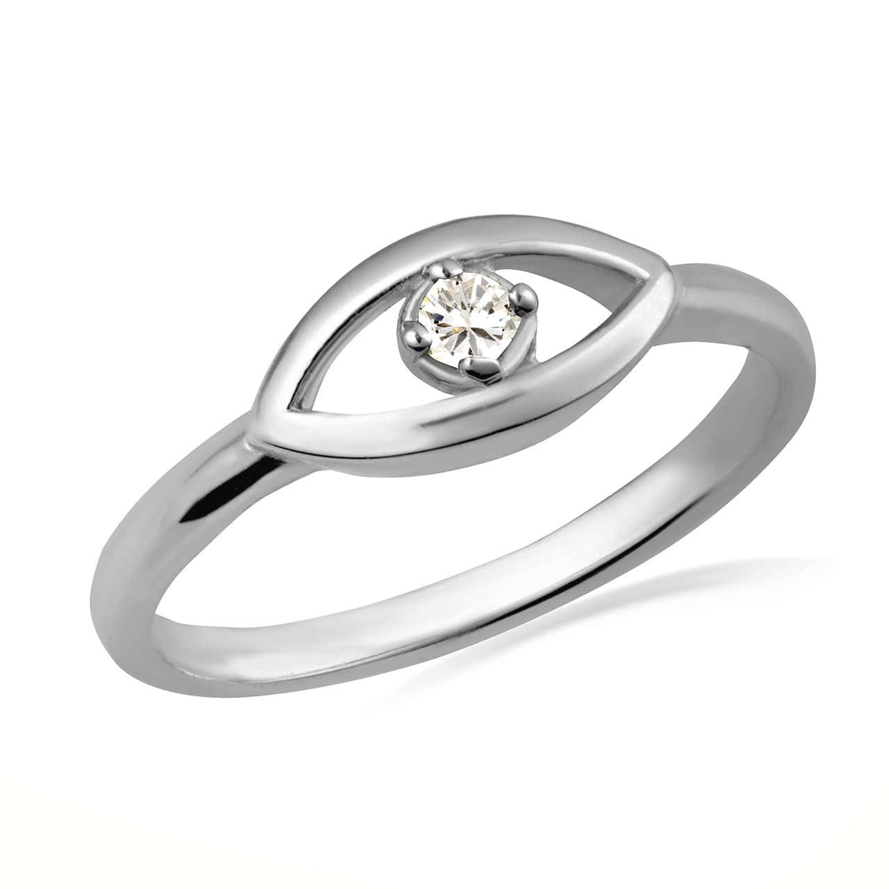 925 Sterling Silver Evil Eye Birthstone Protection Ring Clear CZ (SIZE ...