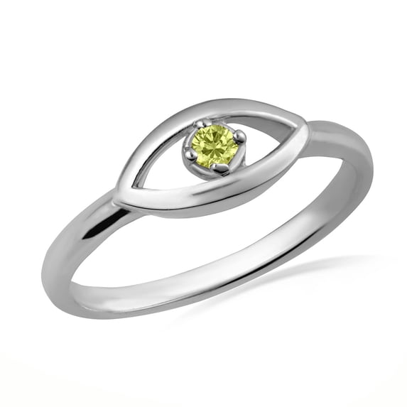 925 Sterling Silver Evil Eye Birthstone Protection Ring Peridot (SIZE 7 ...