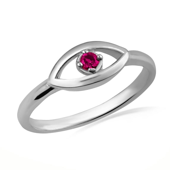 925 Sterling Silver Evil Eye Birthstone Protection Ring Ruby (SIZE 8.5 ...