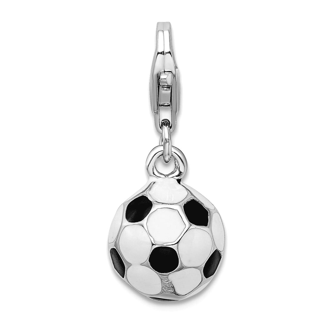925 Sterling Silver Fancy Lobster Closure 3-D Enameled Small Soccer ...