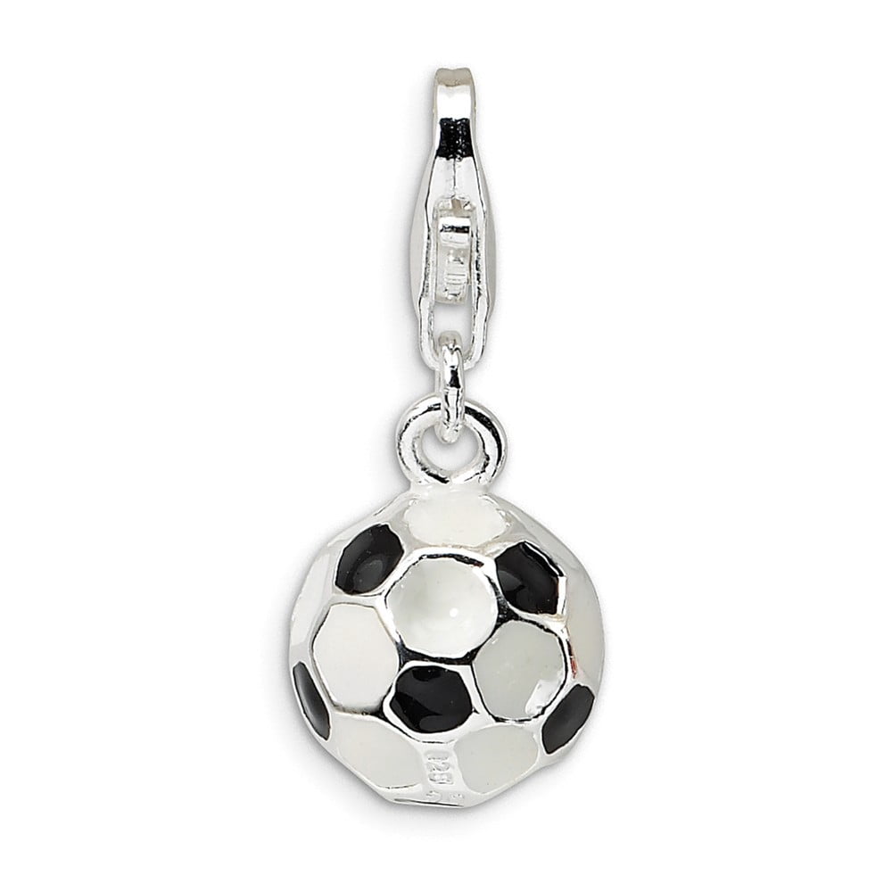 925 Sterling Silver Fancy Lobster Closure 3 D Enameled Small Soccer ...