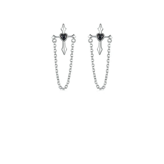 925 Sterling Silver Unisex Cubic-Zirconia Heart Love Hearts Stud ...