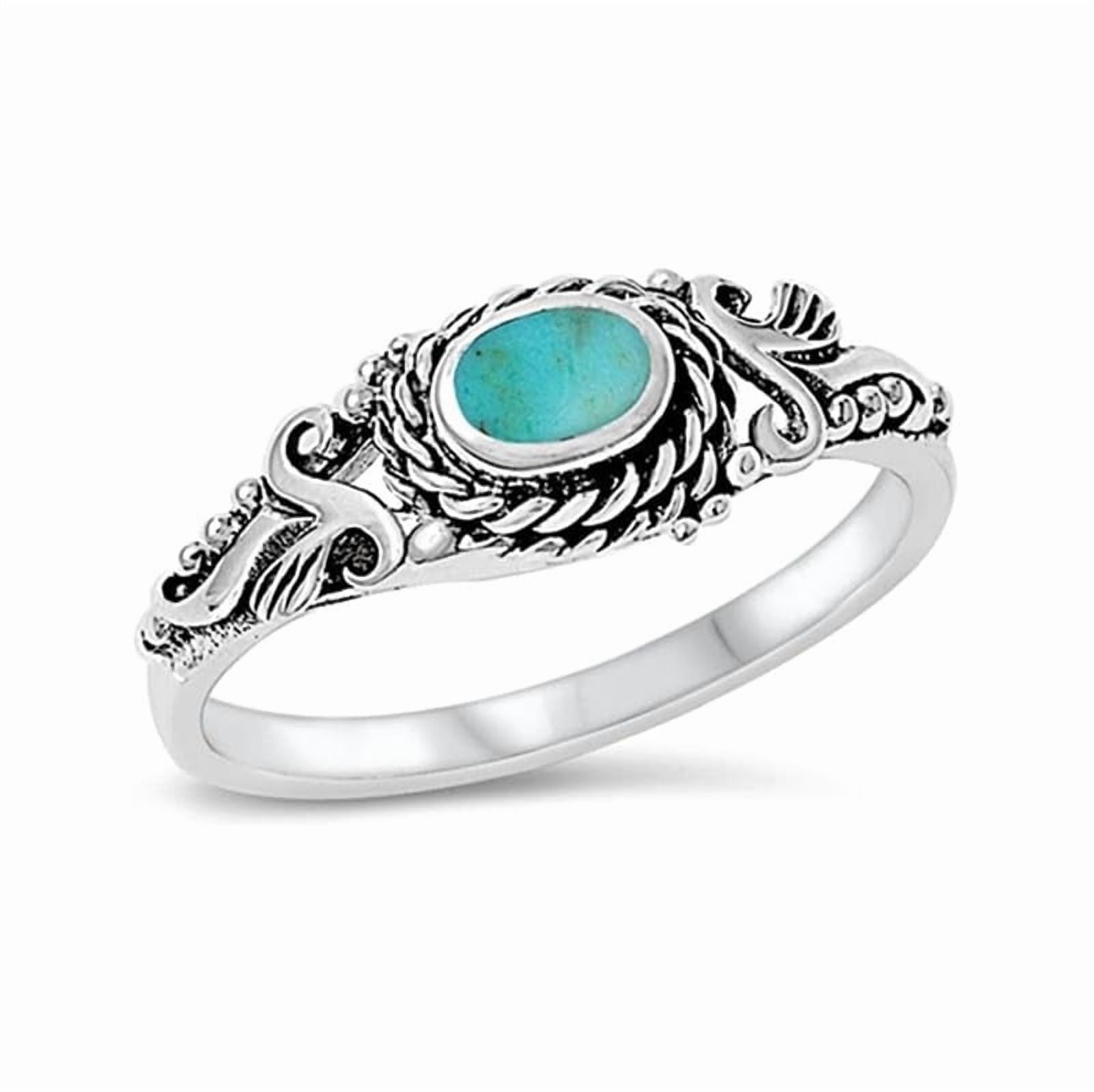 925 Sterling Silver Filigree Design Oval Turquoise Vintage Inspired ...