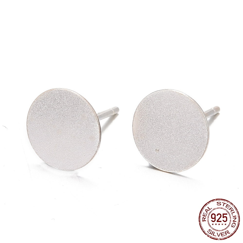 925 Sterling Silver Flat Pad Stud Earring Findings Earring Posts with ...