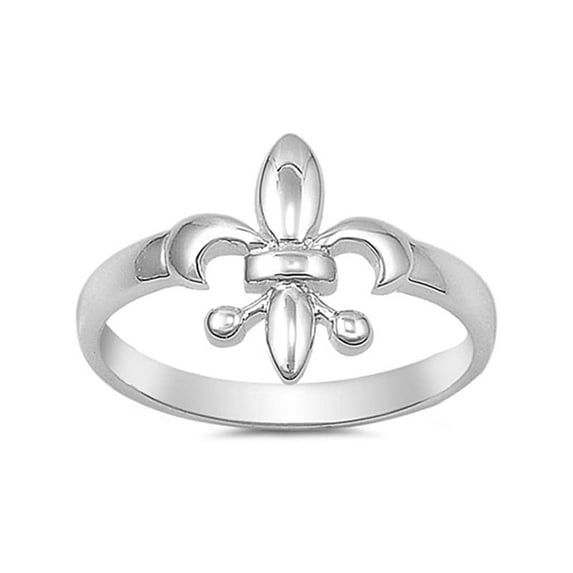 925 Sterling Silver Fleur De Lis French Symbol Lily Design Women Band Engagement Ring - Walmart.com
