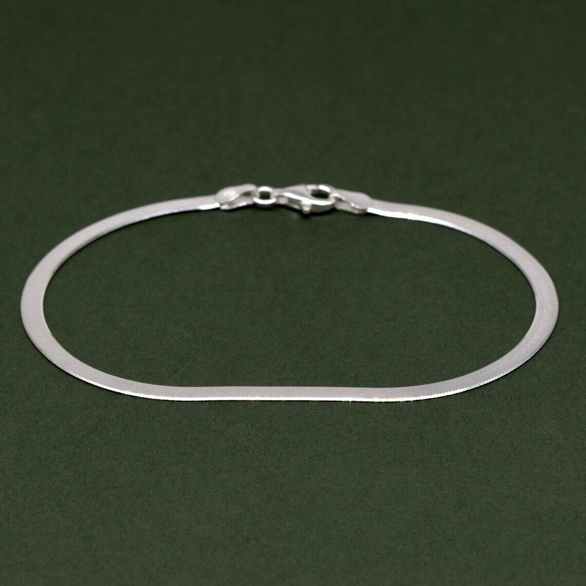925 Sterling Silver Flexible 3.5mm Herringbone Bracelet Anklet, Italian ...
