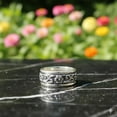 925 Sterling Silver Floral Spinner Ring – Oxidized Pattern Fidget Ring ...
