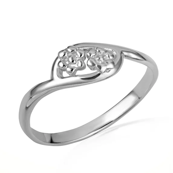 925 Sterling Silver Flower Daisy Band Ring (Size 6.75) - Walmart.com