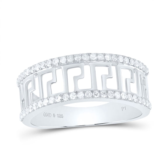 925 Sterling Silver Genuine Diamond Men's 9mm Geometric Center Pinky ...