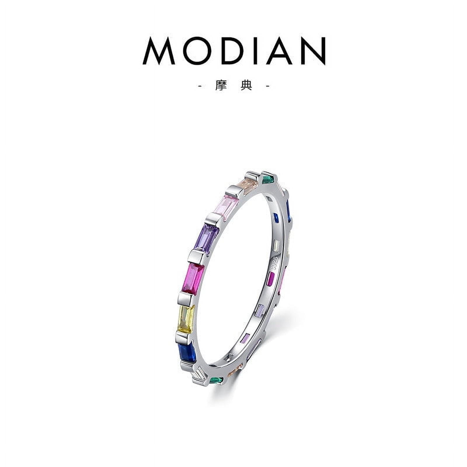 Womens 925 Sterling Silver Ring with Geometric Zircon Rainbow Diamond ...