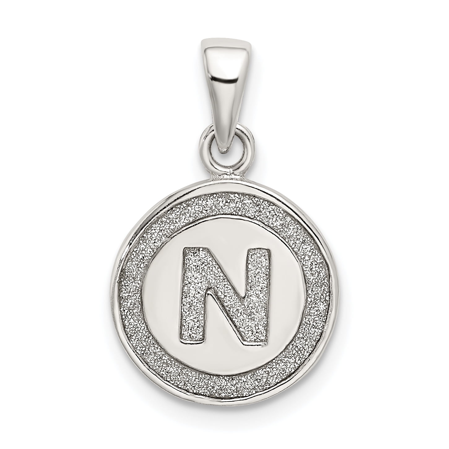 925 Sterling Silver Glitter Enamel Letter N Inital Circle Pendant Charm ...
