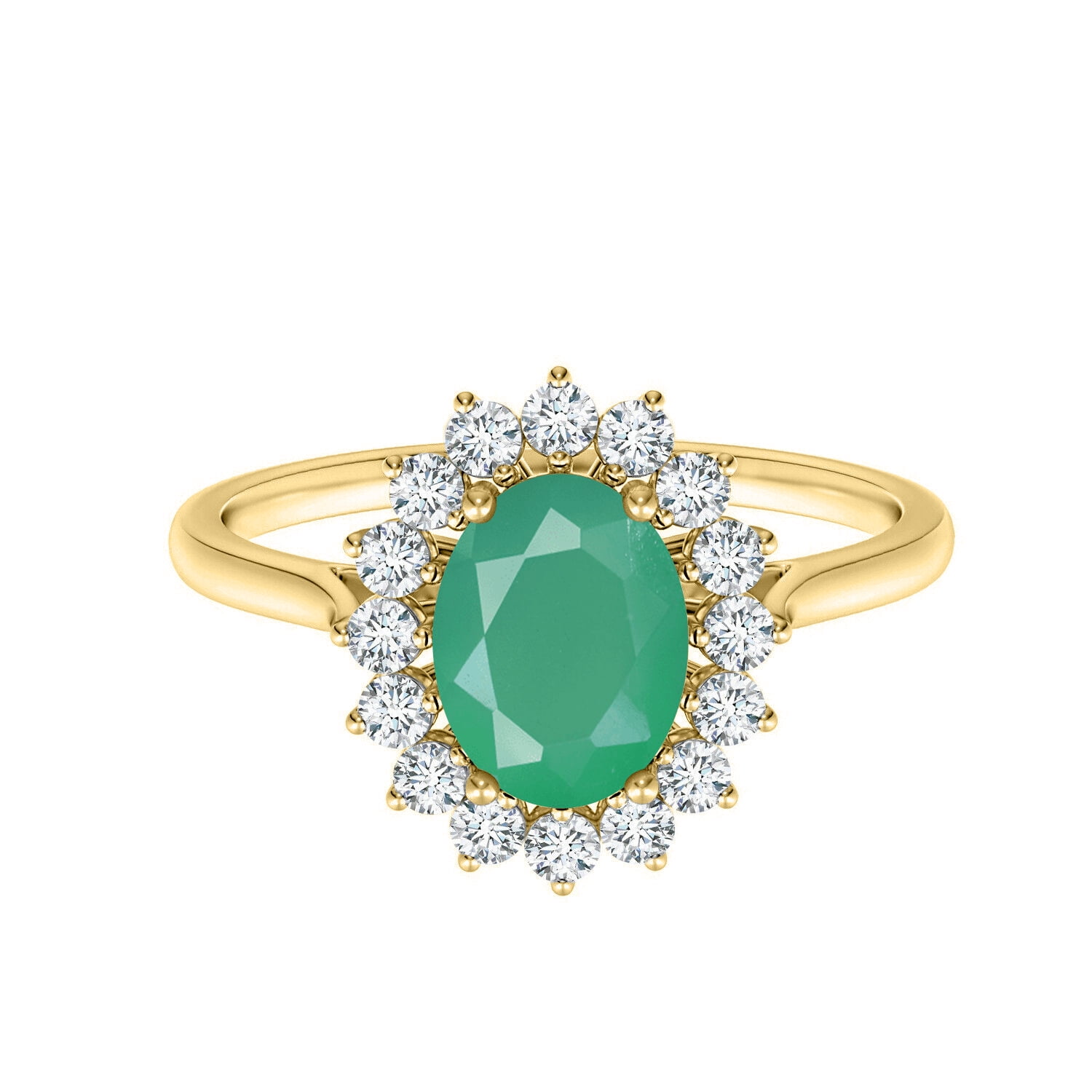 925 Sterling Silver Gold Finish Green Onyx Solitaire Christmas Ring ...