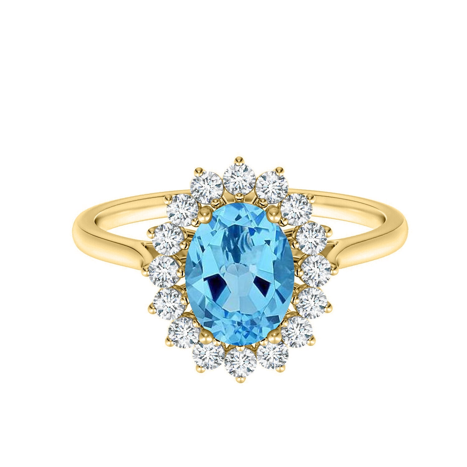 925 Sterling Silver Gold Finish Swiss Blue Topaz Oval Solitaire ...