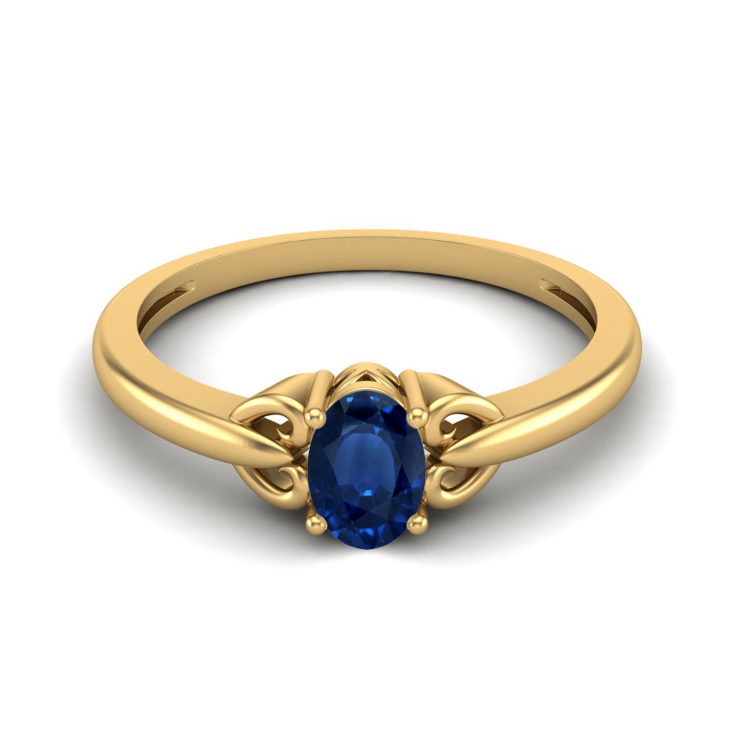 925 Sterling Silver Gold Vermeil 6X4mm Oval Simulated Blue Sapphire ...