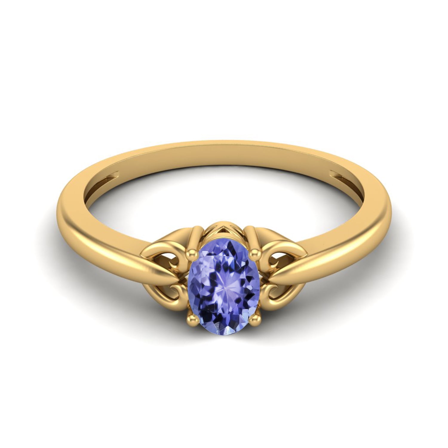 925 Sterling Silver Gold Vermeil 6X4mm Oval Tanzanite Solitaire Women ...