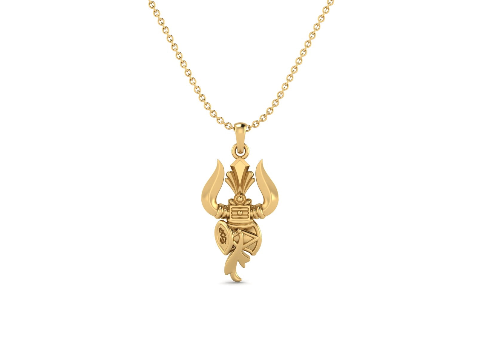 925 Sterling Silver Gold Vermeil Trishul Hindu Religious Mahadeva ...
