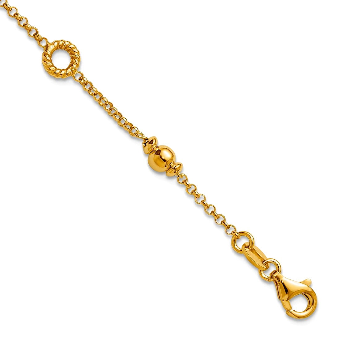 925 Sterling Silver Gold-tone Polished Beaded With 1 Inch Extension ...