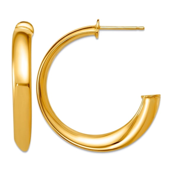 925 Sterling Silver Gold-tone Polished Twist J-hoop Earrings 33.5mm ...