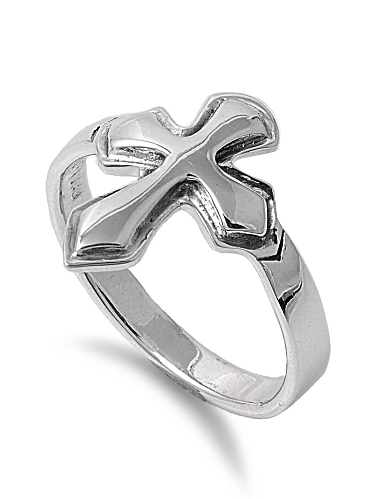 925 Sterling Silver Gothic Cross Ring Size 5 - Walmart.com