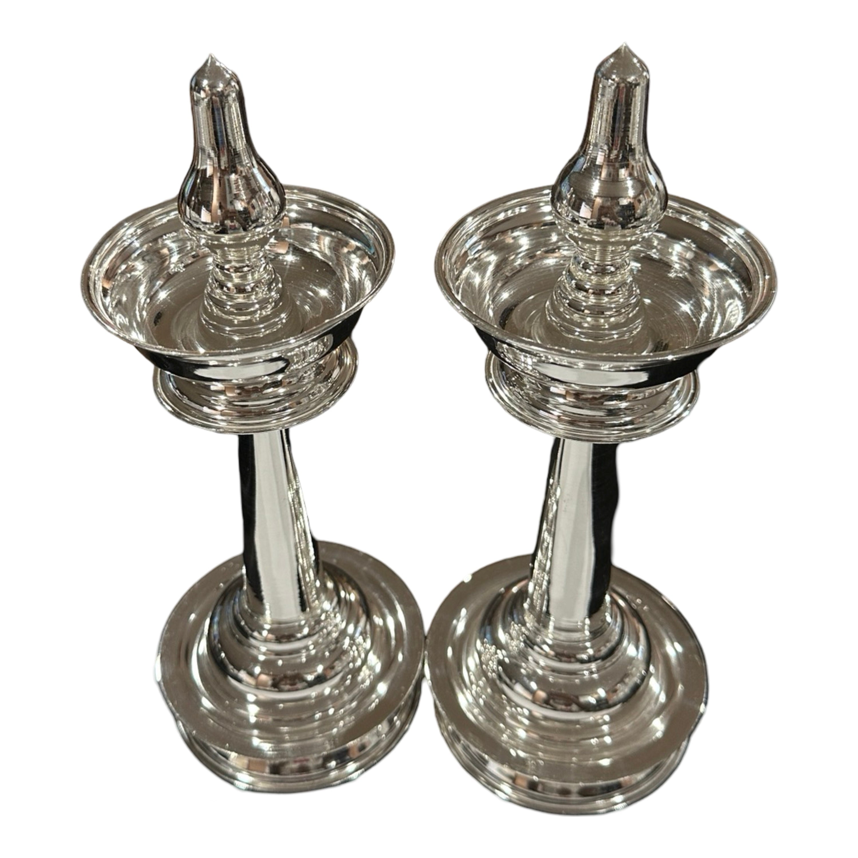 925 Sterling Silver Hallmarked Kerala Samai / Kuthu Vilakku Pair -Style#01 Height & Capacity ...