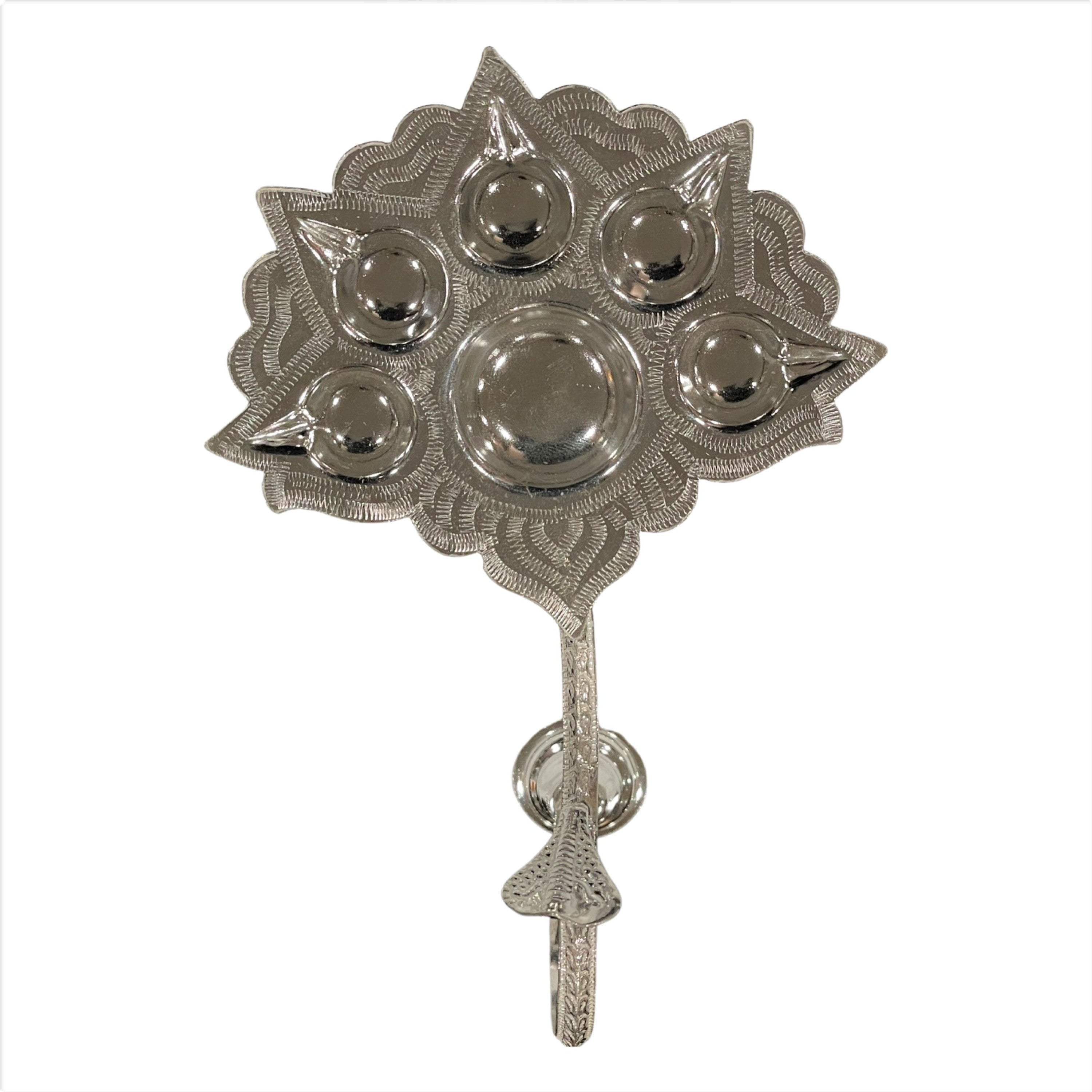 925 Sterling Silver Hallmarked Pancha Aarti / Harathi stand- Style#03 ...