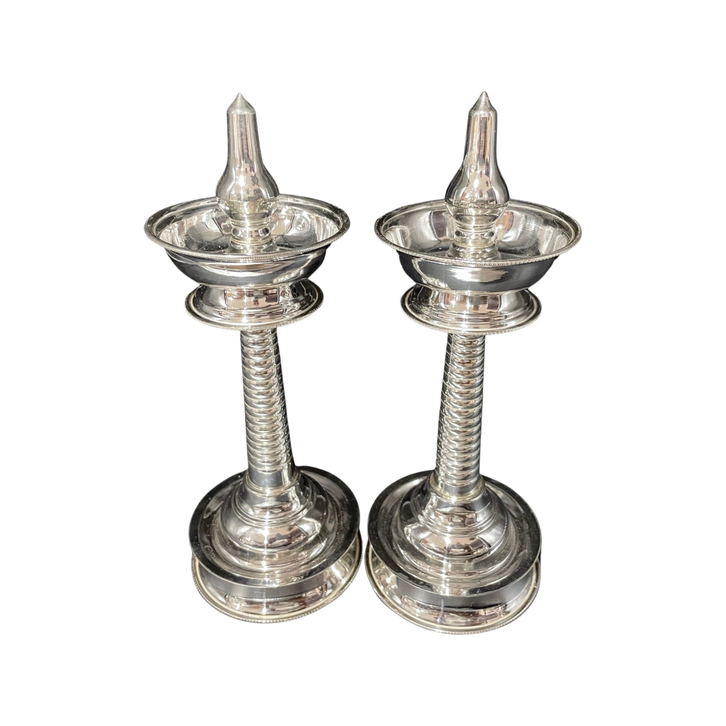 925 Sterling Silver Hallmarked Kerala Samai / Kuthu Vilakku Pair Height ...
