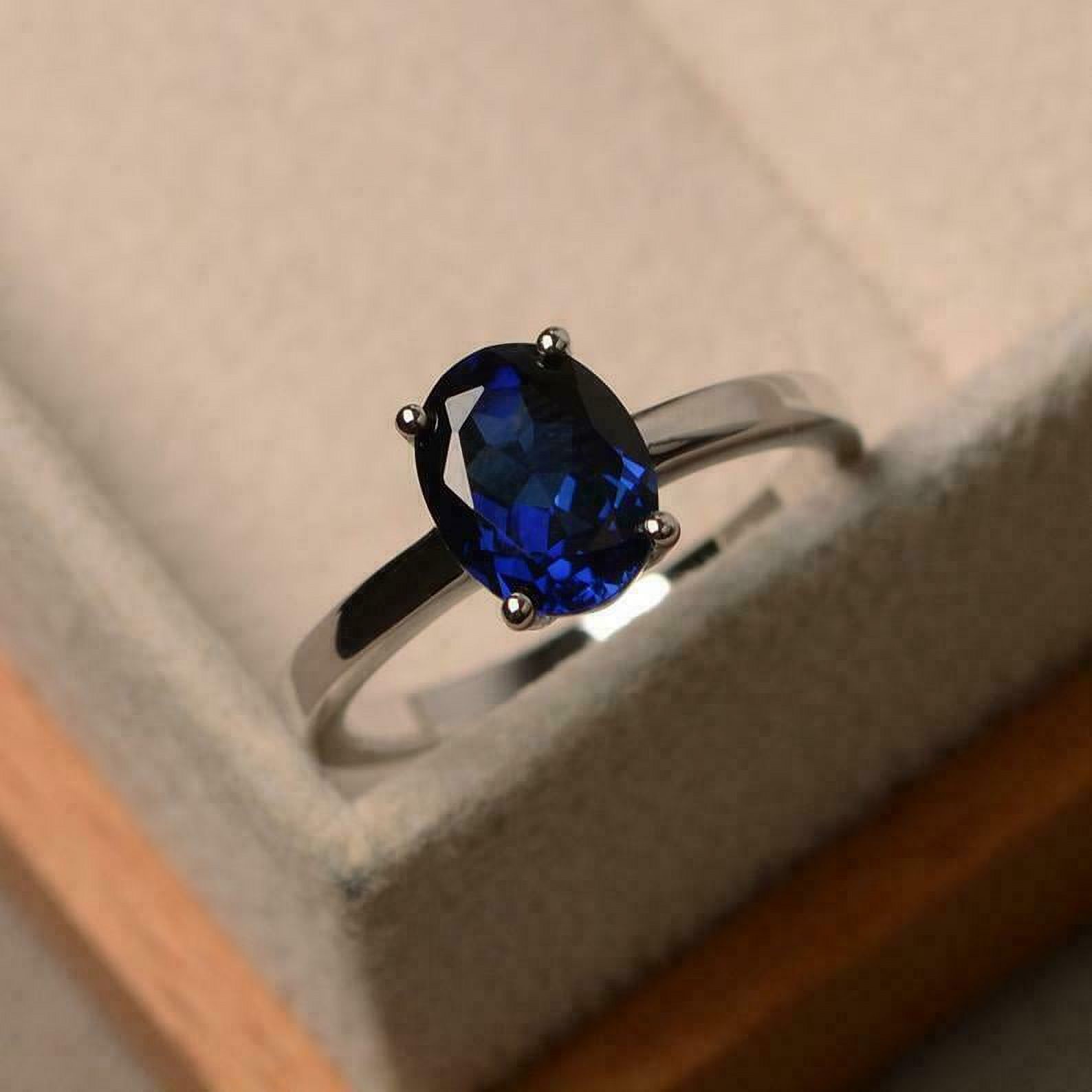 925 Sterling Silver Handmade Certified 7 Ct Blue Sapphire Gift Ring For ...