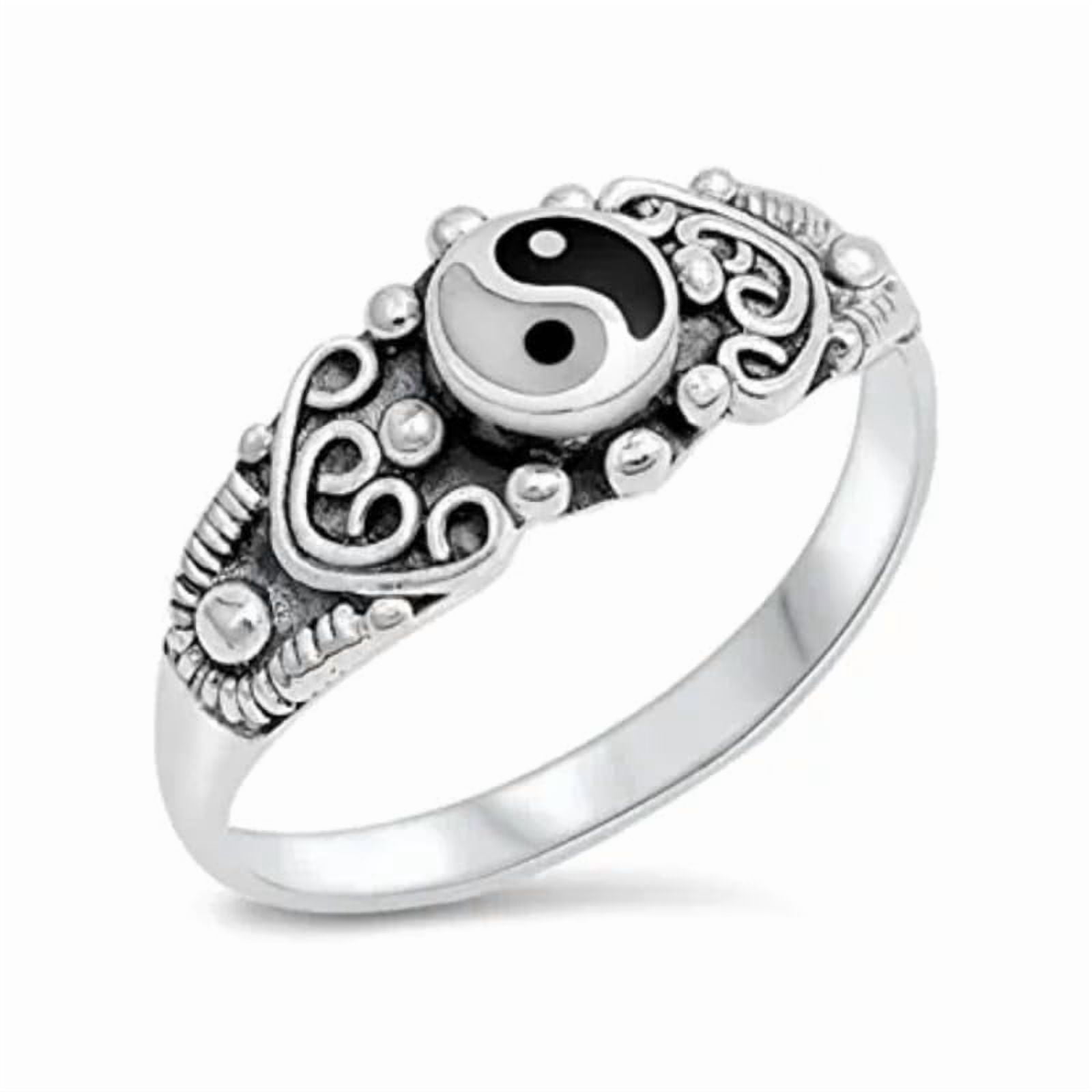 925 Sterling Silver Heart Bali Ying Yang Style Designer Oxidized ...
