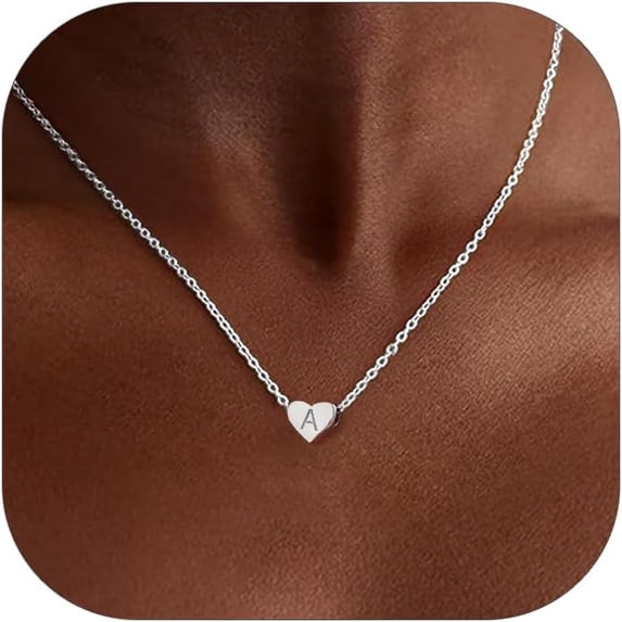 925 Sterling Silver Heart Initial Necklaces for Women -Dainty ...