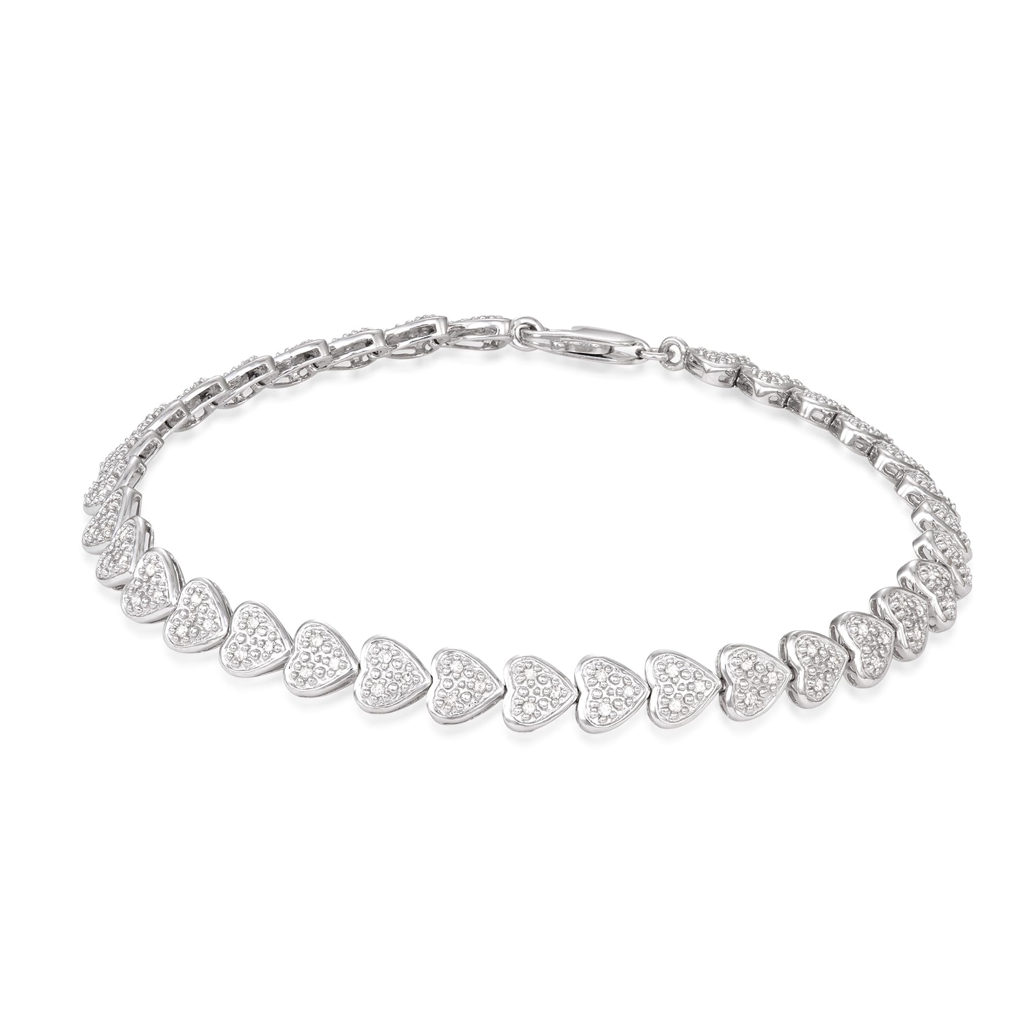 925 Sterling Silver Heart Link Bracelet for Women and Girls, Adjustable ...