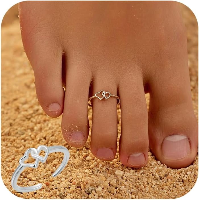 925 Sterling Silver Heart Toe Rings for Women Non Tarnish Cute Dainty ...